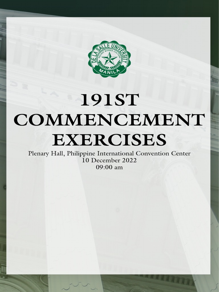 Program Details for the 191st and 193rd De La Salle University ...
