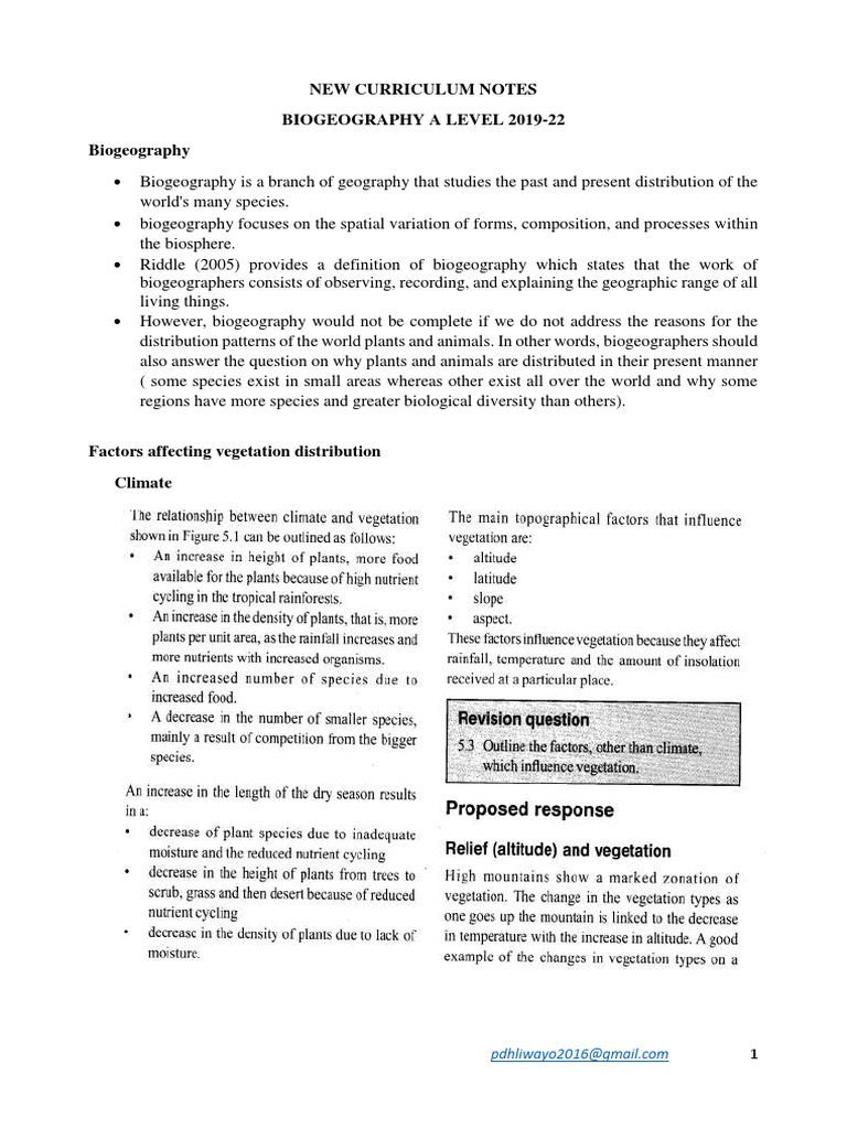 Biogeography Complete Notes A Level 2019-20 | PDF | Savanna | Desert