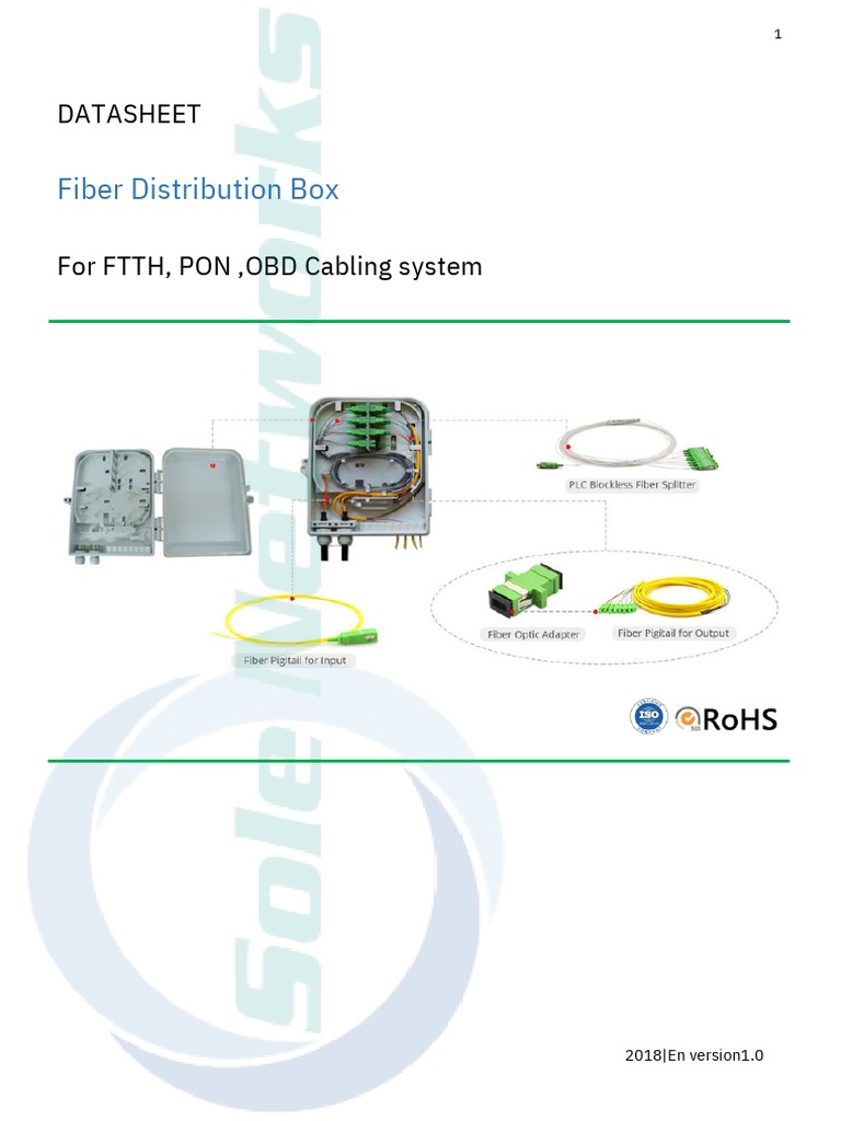 Sole Networks - Fiber Distribution Box Datasheet | PDF | Optical Fiber | Telecommunications ...