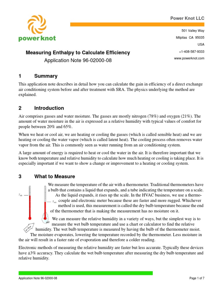 Power Knot Measuring Enthalpy To Calculate Efficiency | PDF | Humidity | Heat