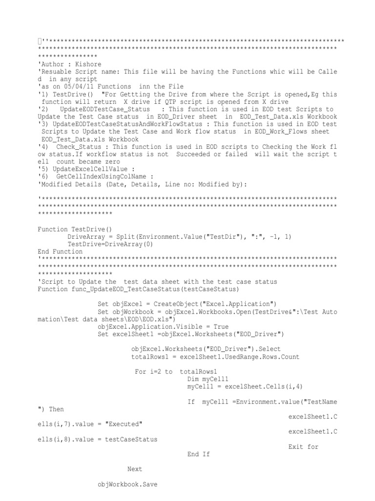QTP Common Functions | PDF | Parameter (Computer Programming) | Microsoft Excel