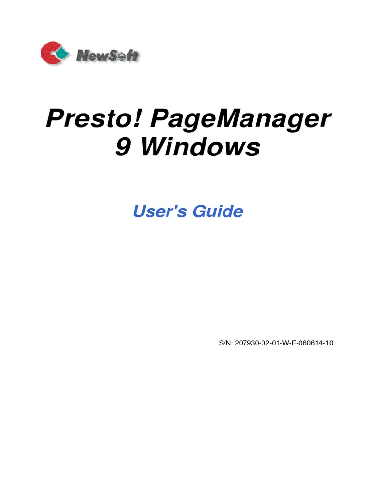 Presto! Pagemanager 9 Windows: User'S Guide | PDF