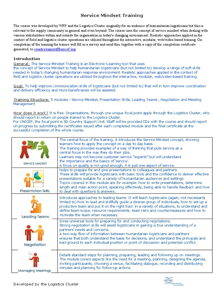 Service Mindset Training Pdf Logistics Negotiation