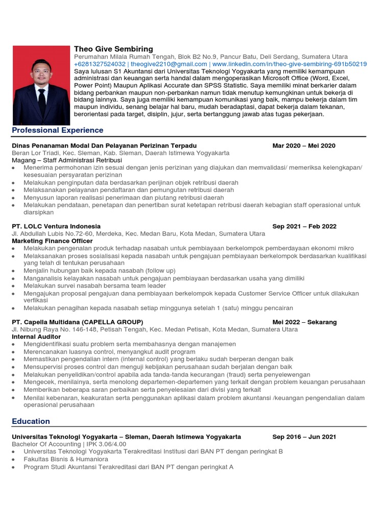 CV - Theo Give Sembiring | PDF