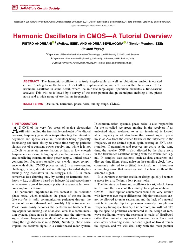 Harmonic Oscillators in CMOSA Tutorial Overview | PDF | Amplifier ...