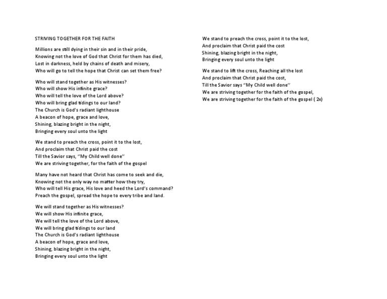 Striving Together For The Faith | PDF