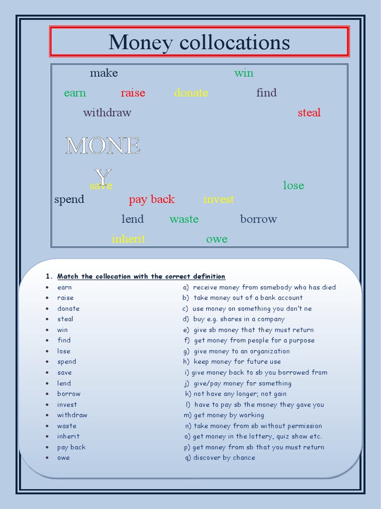 Collocations With Money 13925 | Download Free PDF | Money | Banks