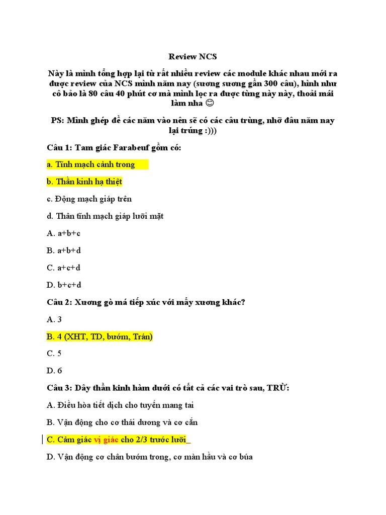 Review Có Đáp Án | PDF