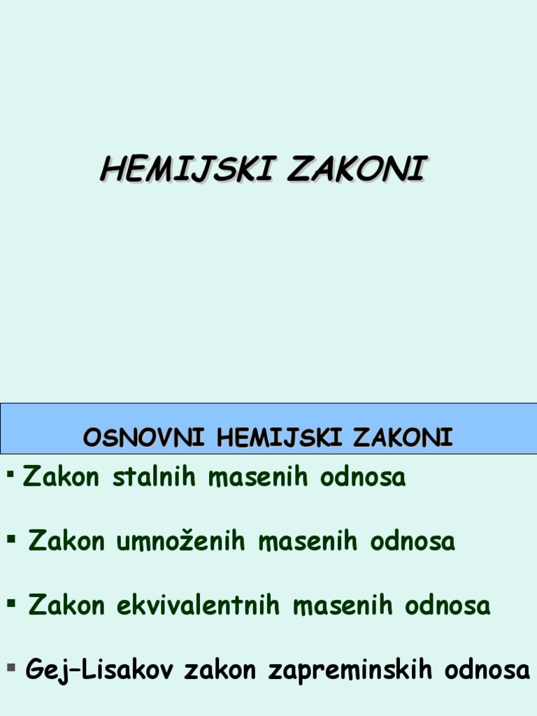 Hemijski Zakoni Prezentacija | PDF