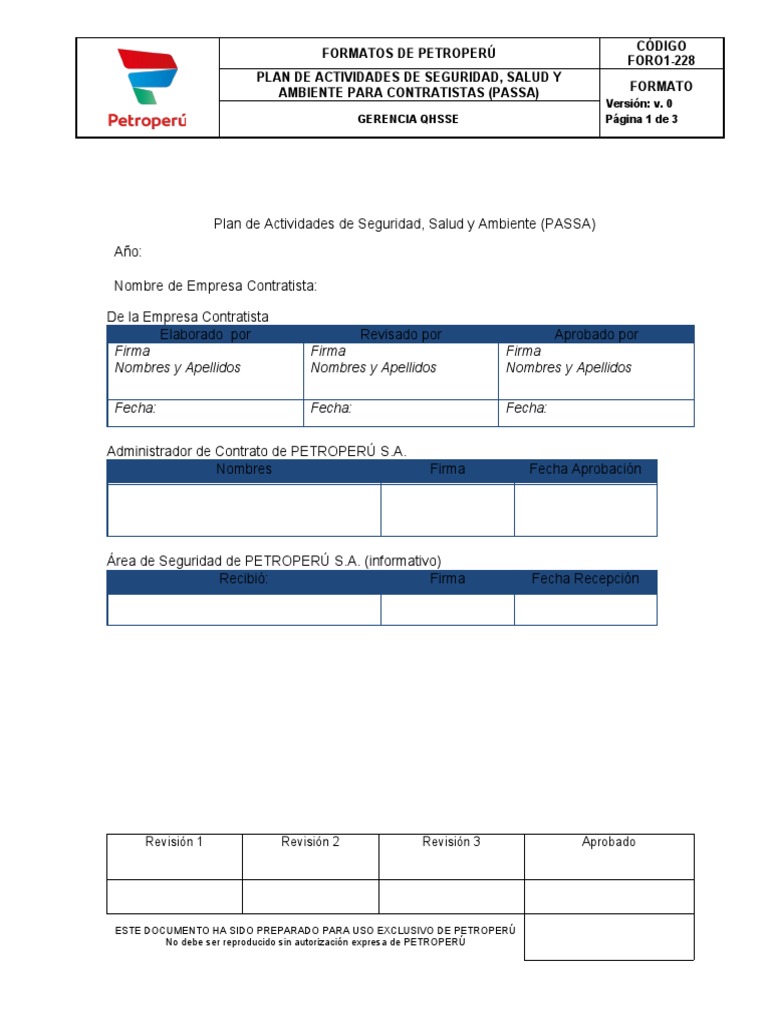 FORO1-228 Plan Act. SST-Amb-PASSA Contratistas | PDF | Business