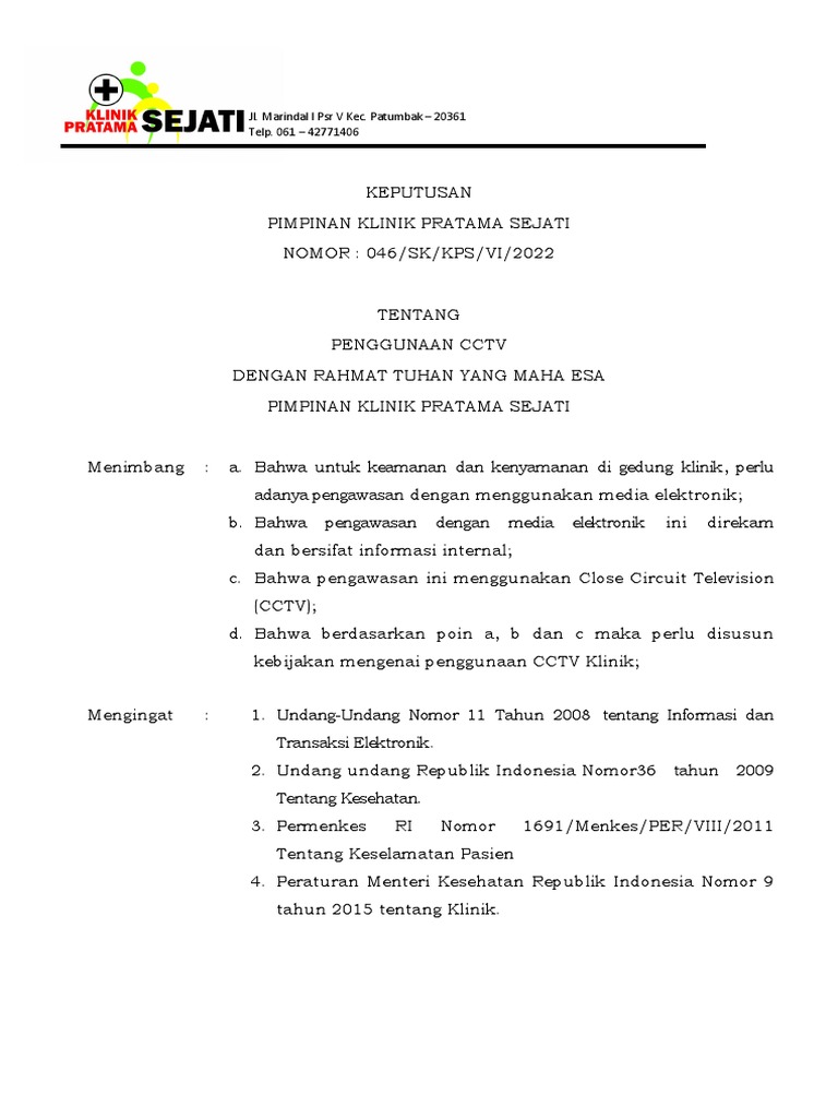 SK Penggunaan CCTV | PDF