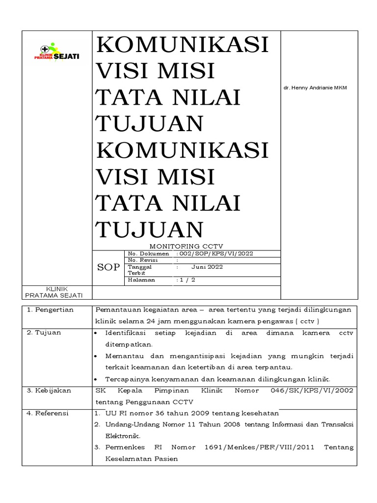 SOP Monitoring CCTV | PDF
