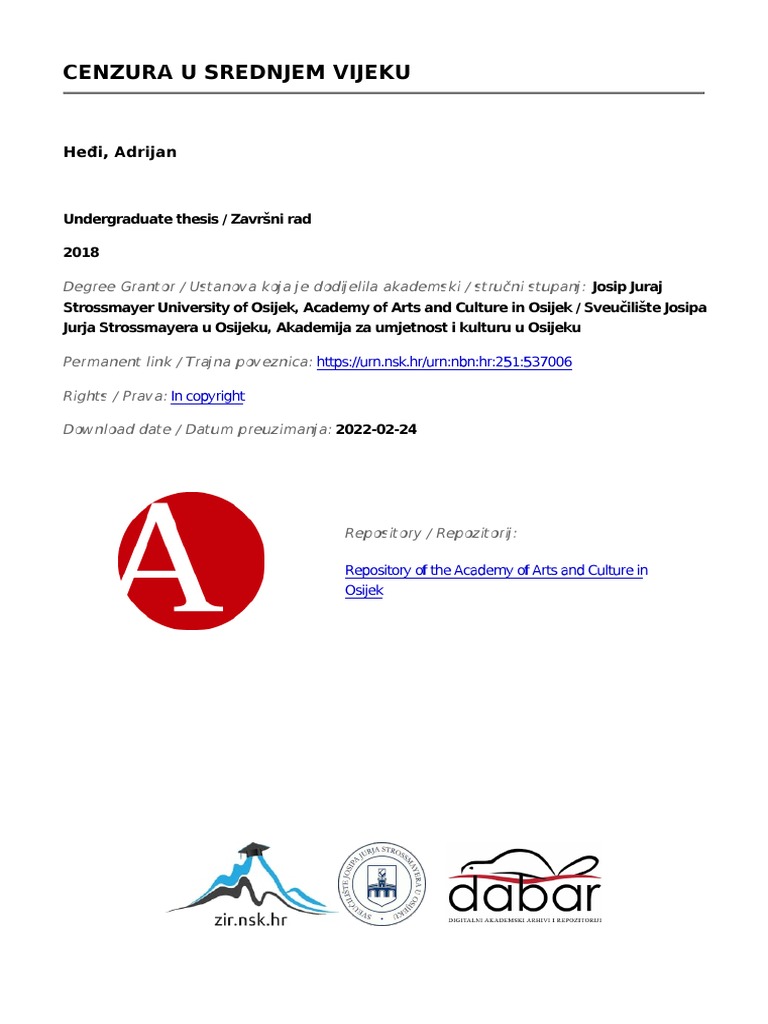 Cenzura U Srednjem Vijeku | PDF