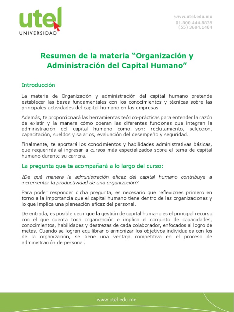 R1. Org y Adm Cap Hum | Descargar gratis PDF | Gestión de recursos ...