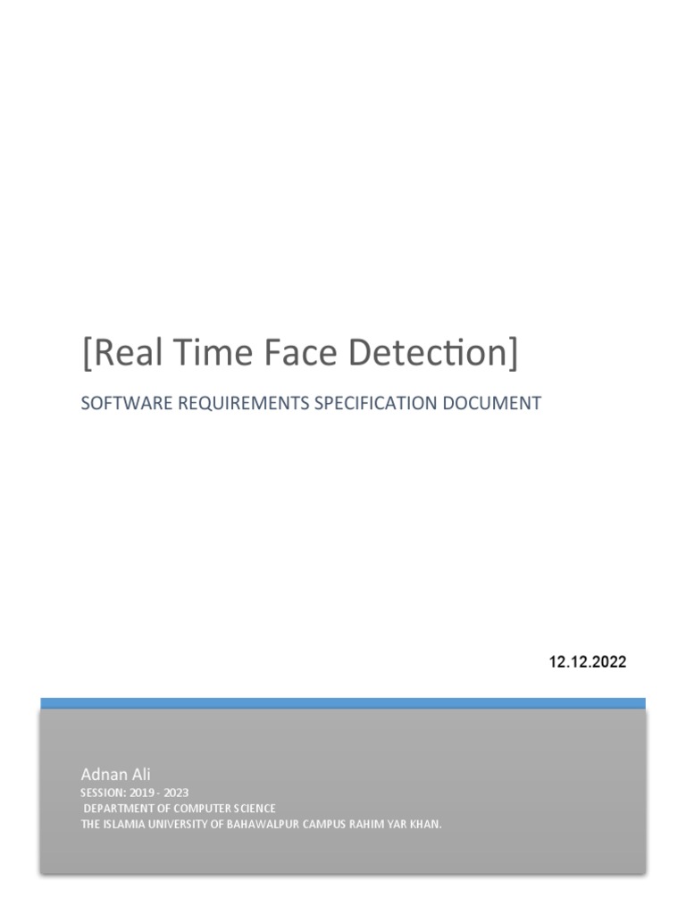 Real Time Face Detection Software Requirements Specification Pdf