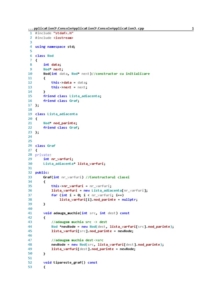 Reprezentare Grafuri Liste de Adiacenta Dinamic | PDF