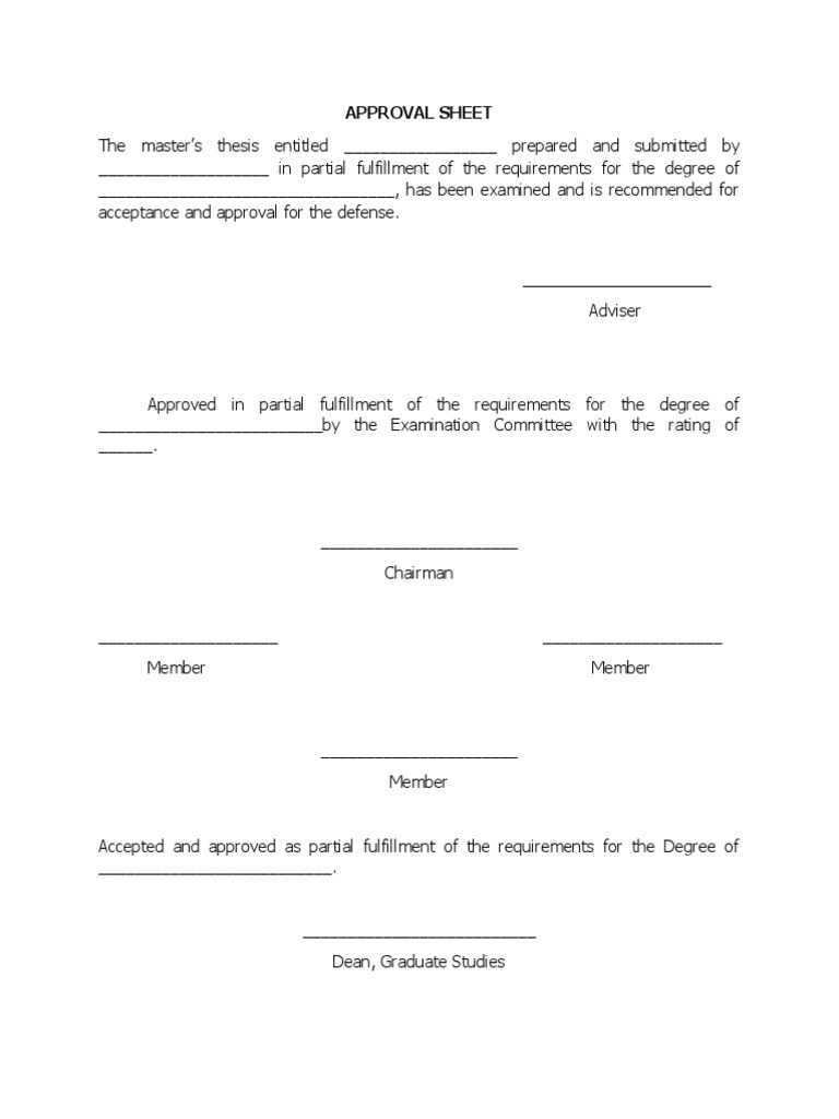 Master's Thesis Approval Sheet | PDF