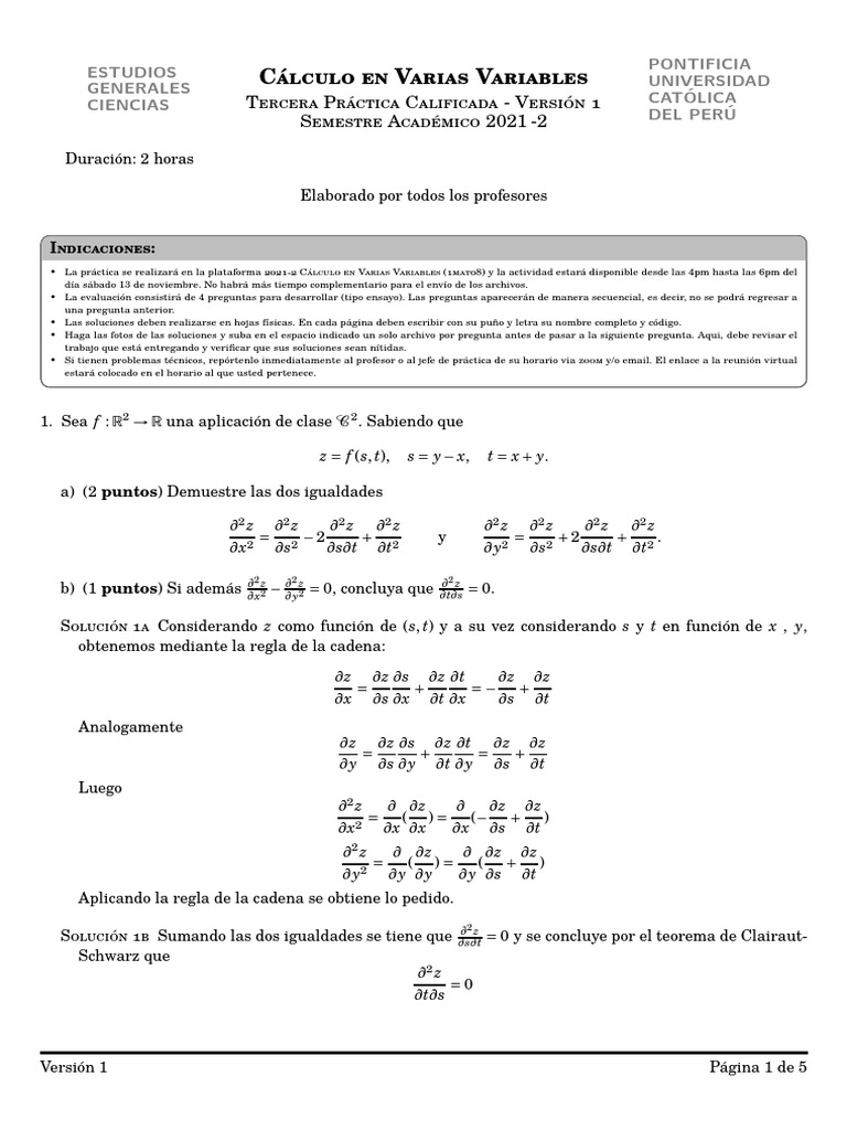 PC3 2021.2 Sol | Descargar gratis PDF | Intervalo (Matemáticas) | Álgebra abstracta