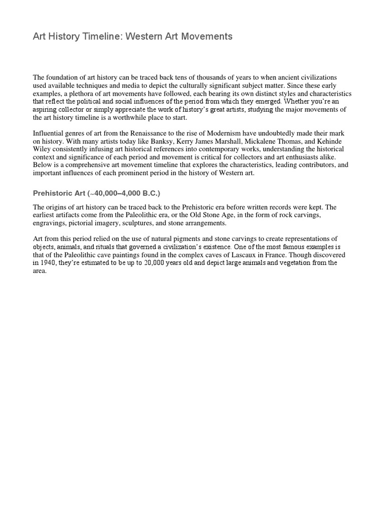 Art History Timeline: Key Movements | PDF