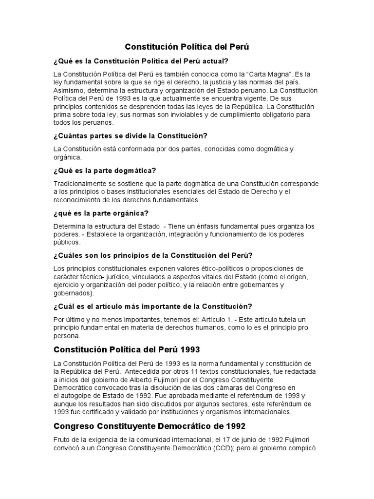 Constitución Política Del Perú | PDF | Constitución | Gobierno