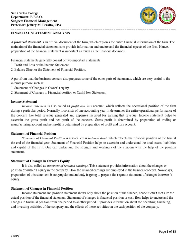 Financial Management FS Analysis | PDF