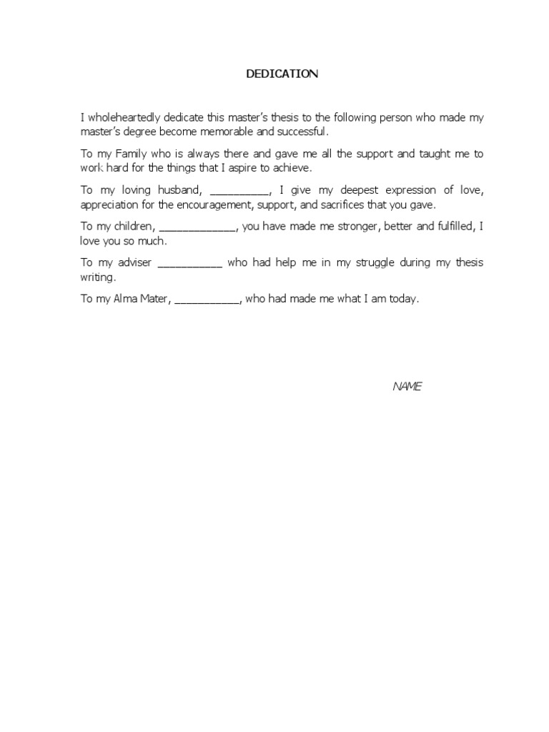 Dedication Sample Template | PDF