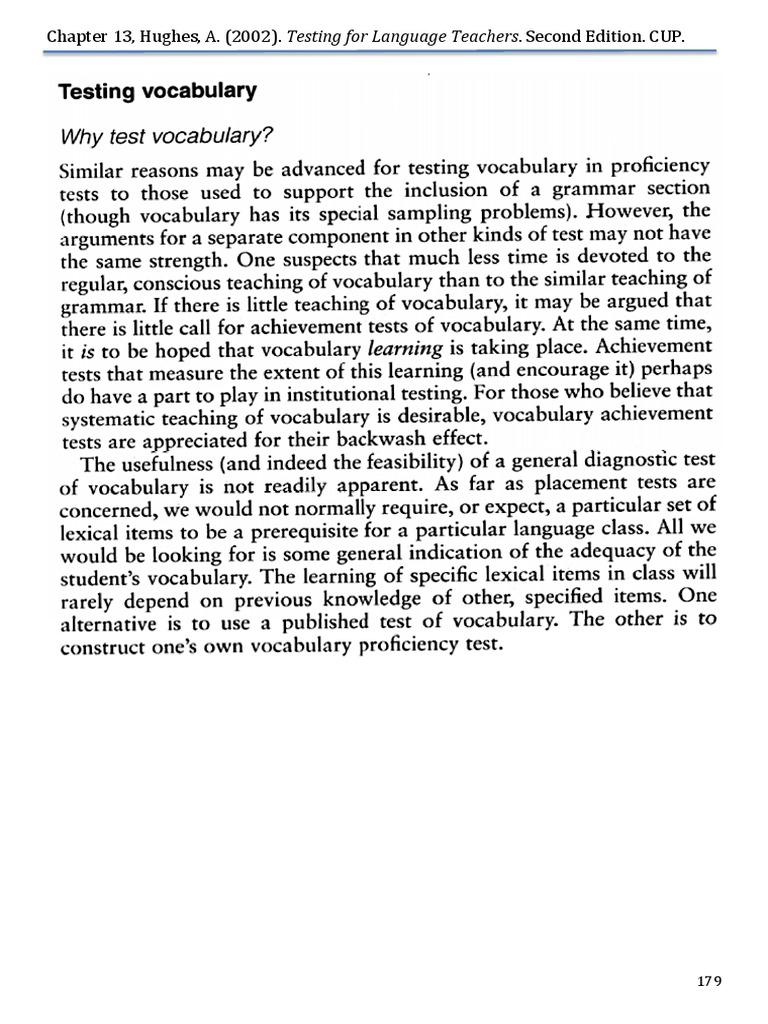 Testing For Language Teachers - Chapter 13 - Testing Vocabulary | PDF ...