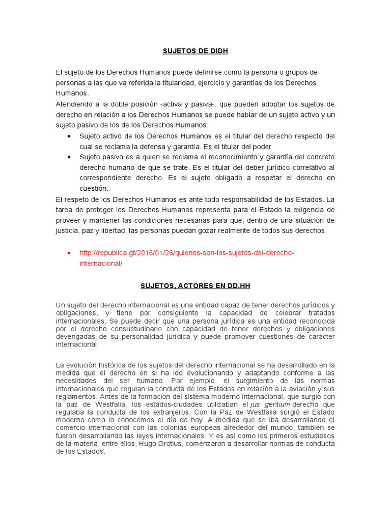 Sujetos de Didh | PDF | Estado (política) | Ley internacional