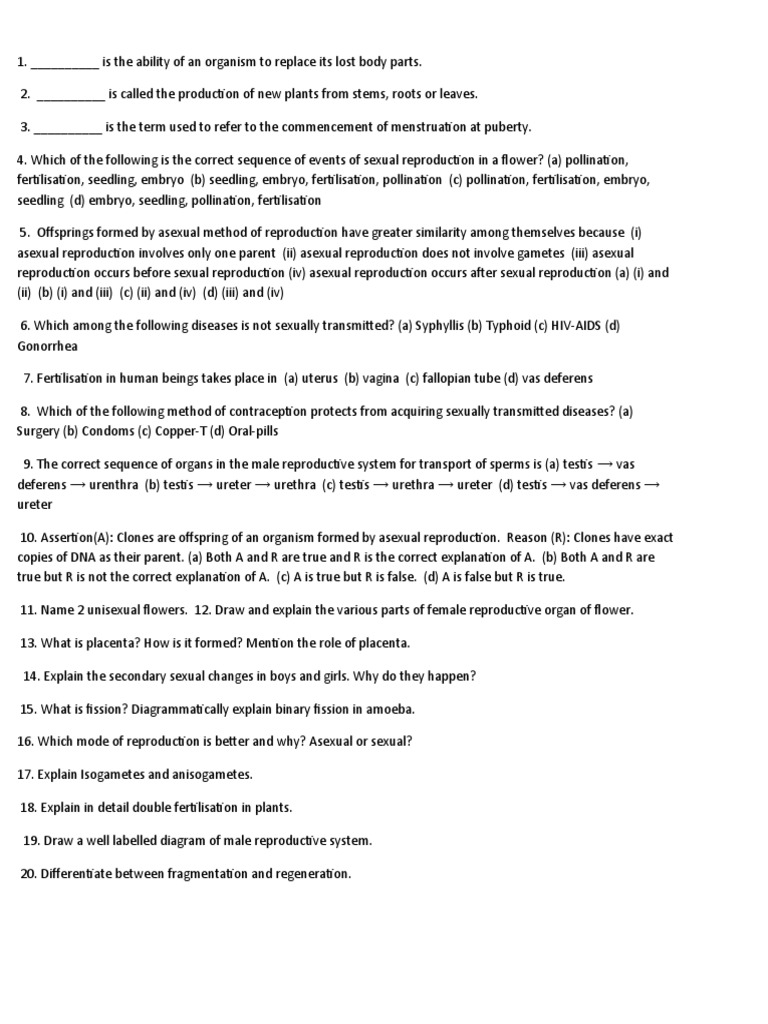 Reproduction CLASS 10 | PDF | Reproduction | Sexual Reproduction