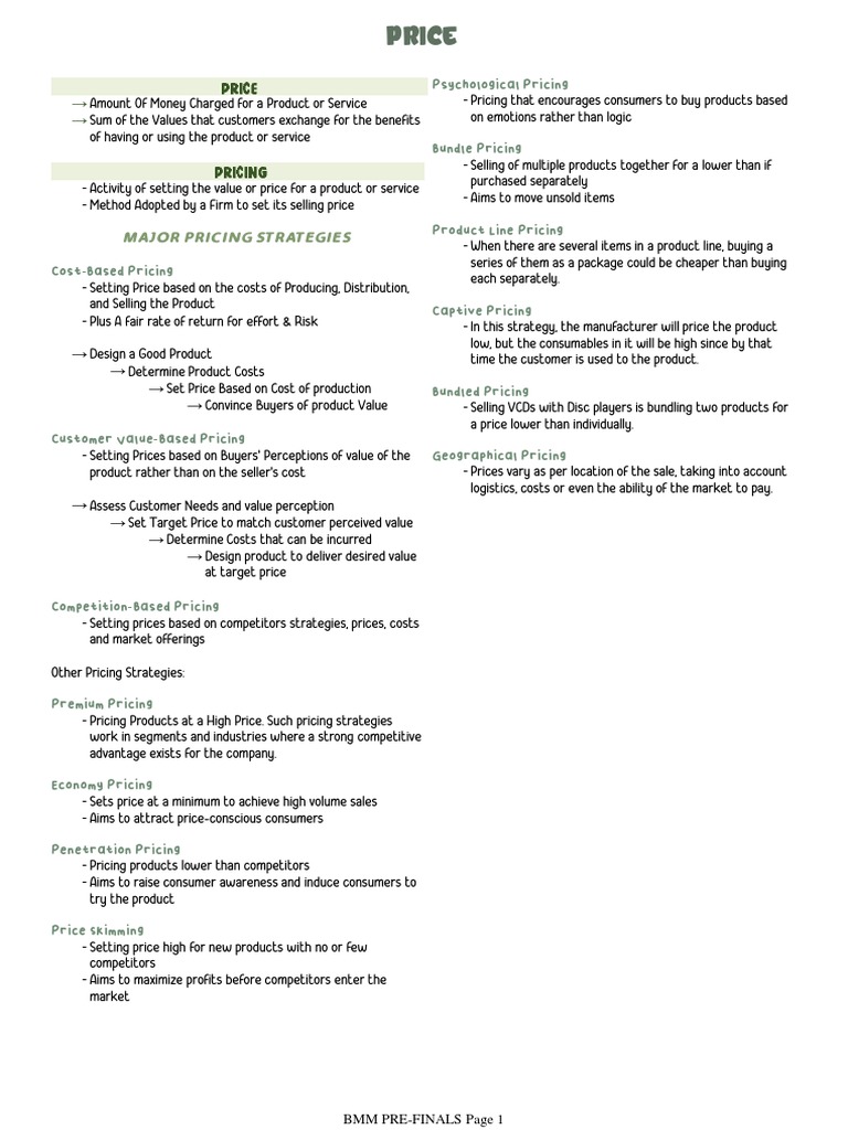 BMM Pre Finals | Download Free PDF | Pricing | Retail