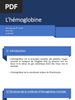 Hemoglobine-Structure Et Metabolisme - Pptés | PDF | Hémoglobine | Chimie