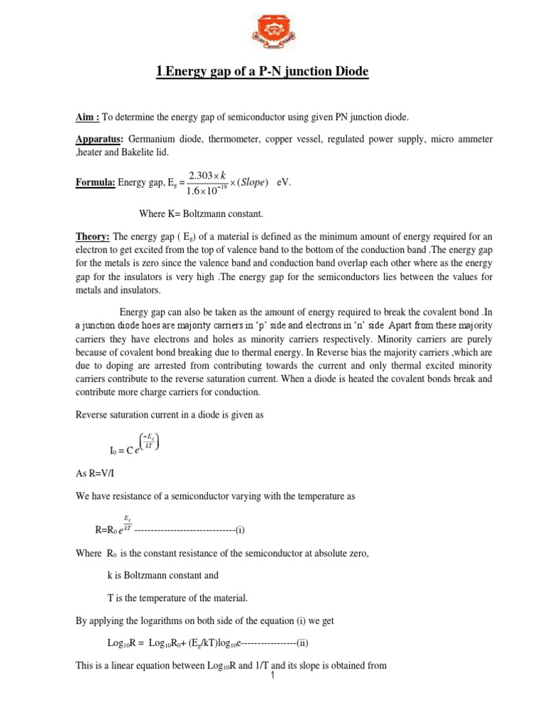 Applied Physics Lab (Cycle-1) Manual (22-23) | PDF | P–N Junction | Diode