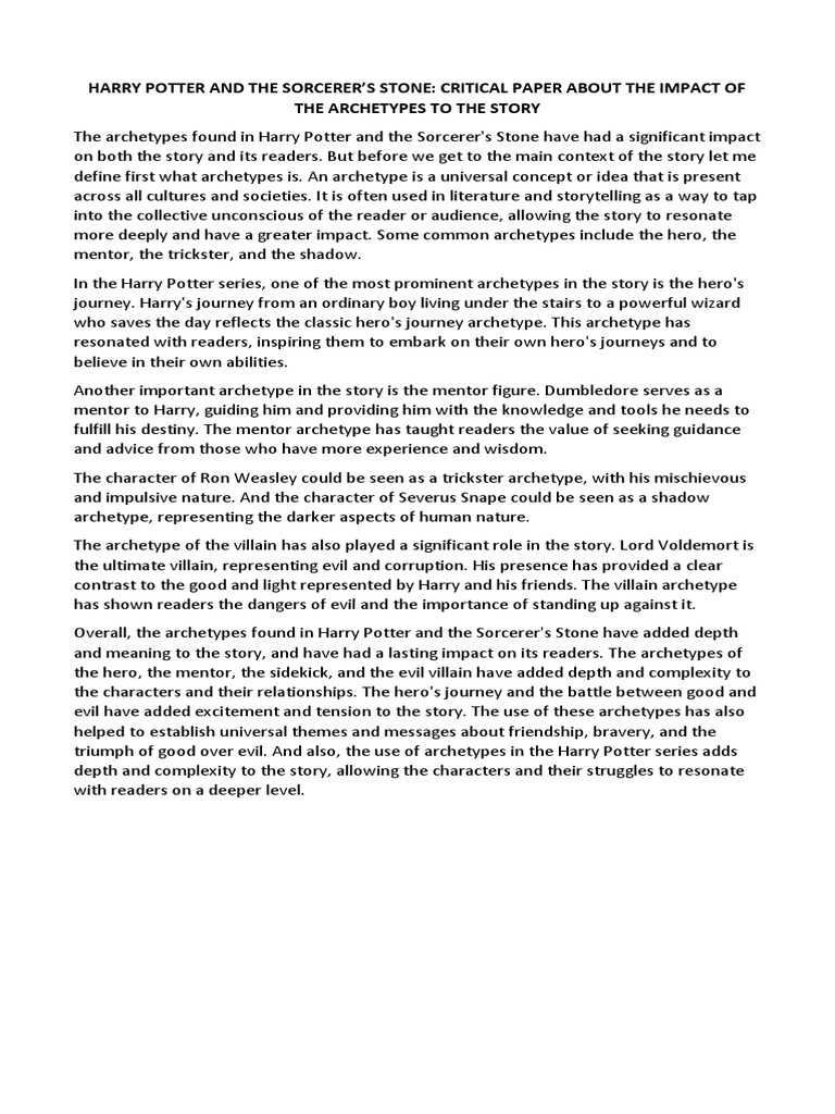Critical Paper | PDF | Harry Potter