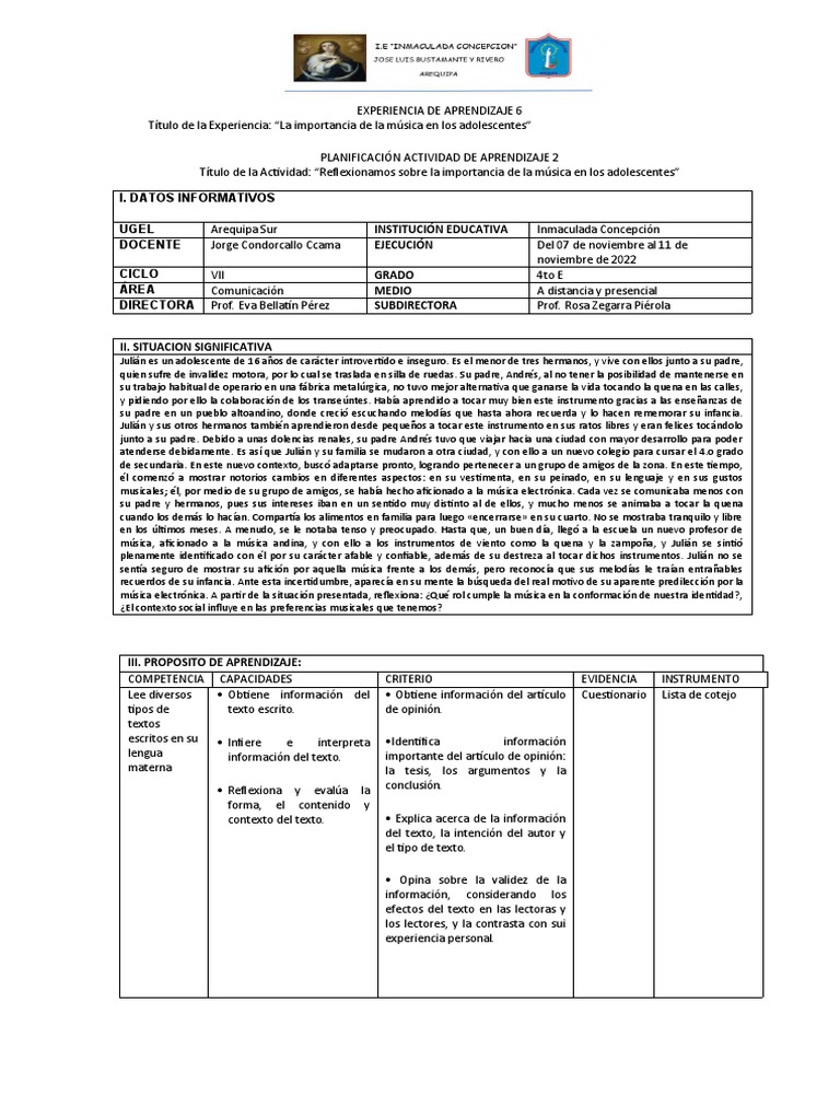 ADA2 Exp6 4to | PDF | Maestros | Aprendizaje
