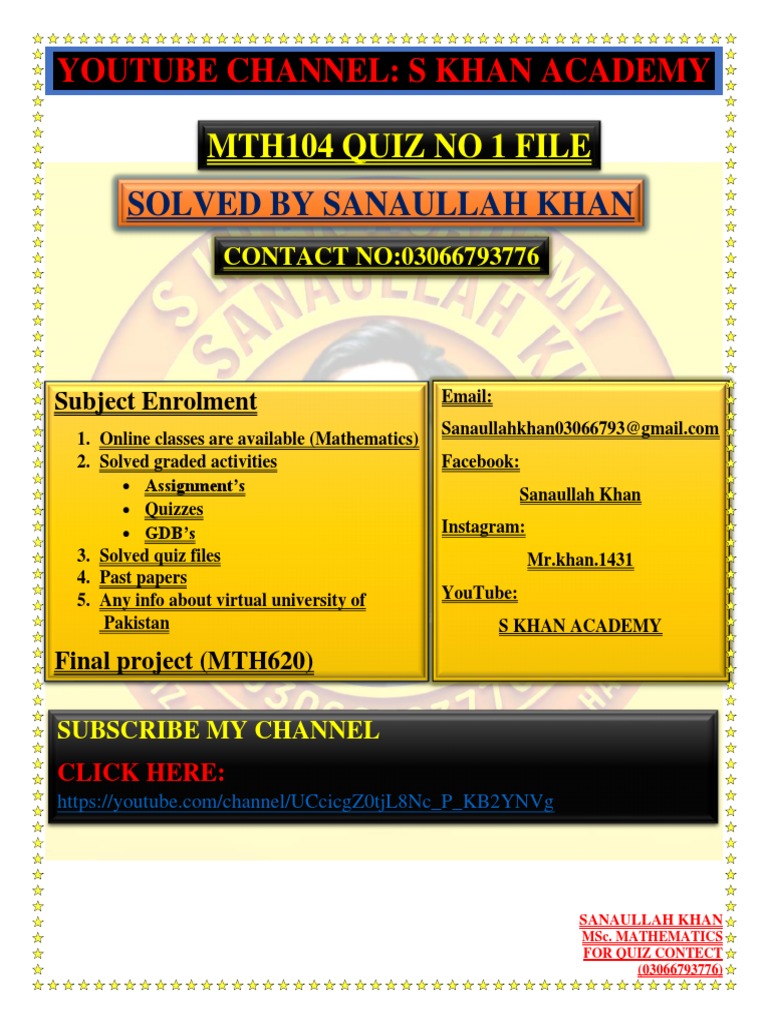 Mth104 Today Quiz No 1 + Mid | PDF