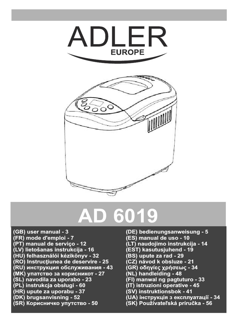 Adler AD 6019 Bread Maker | PDF | Breads | Flour