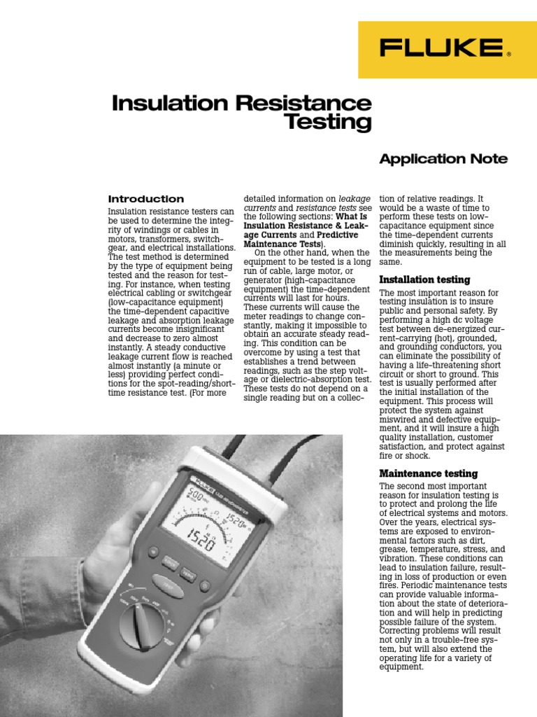 Insulation Resistance Testing: Application Note | PDF | Capacitor ...