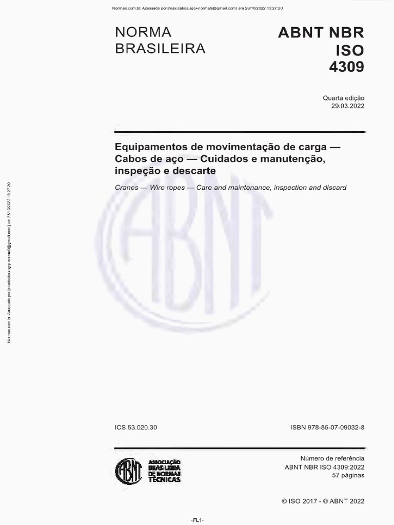 NBR ISO 4309 - (Equipamentos de Movimentação de Carga) | PDF
