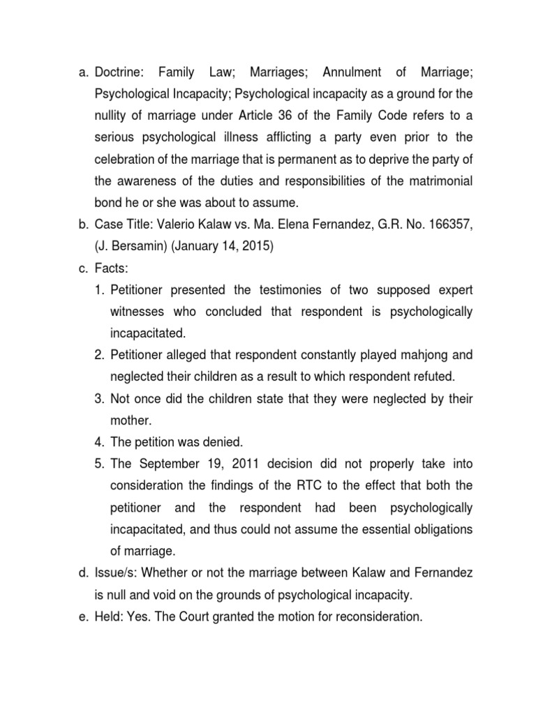 Psychological Incapacity Annulment Case | PDF