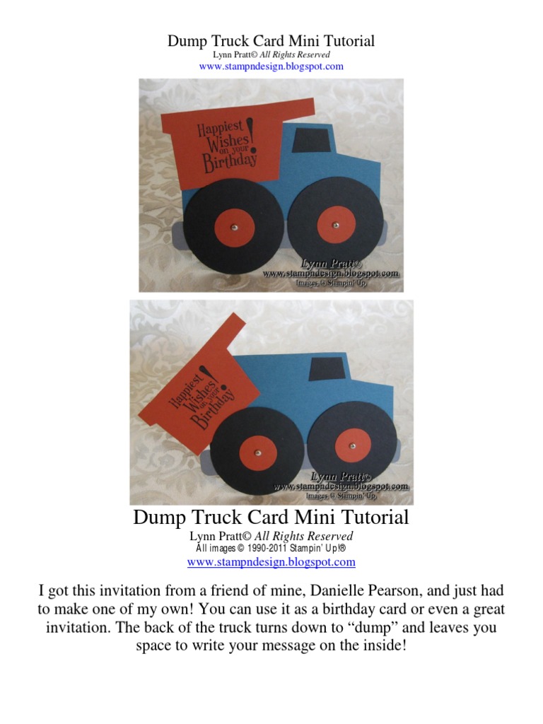 Dump Truck Card Mini Tutorial | PDF | Media Technology | Printing