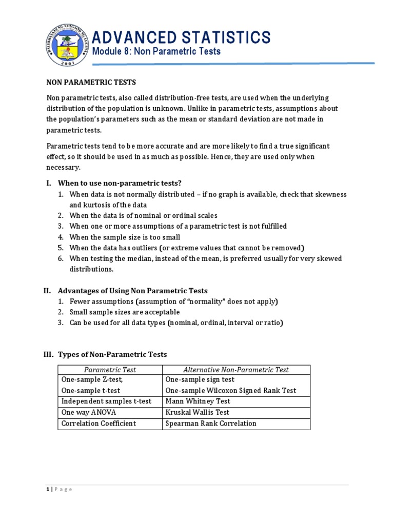 Module 8 - NonParametric Tests | PDF | Statistical Hypothesis Testing ... Module 8 - NonParametric Tests | PDF | Statistical Hypothesis Testing ...