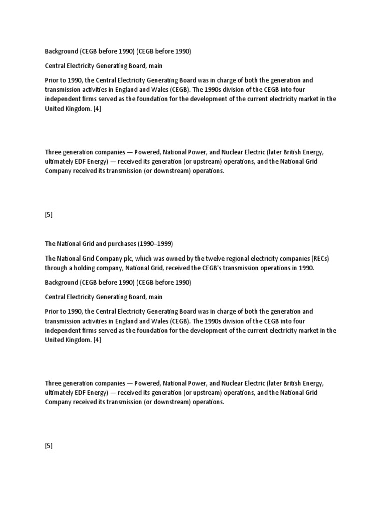 National Grid's Role Post-CEGB 1990 | PDF | Nature | Electric Power