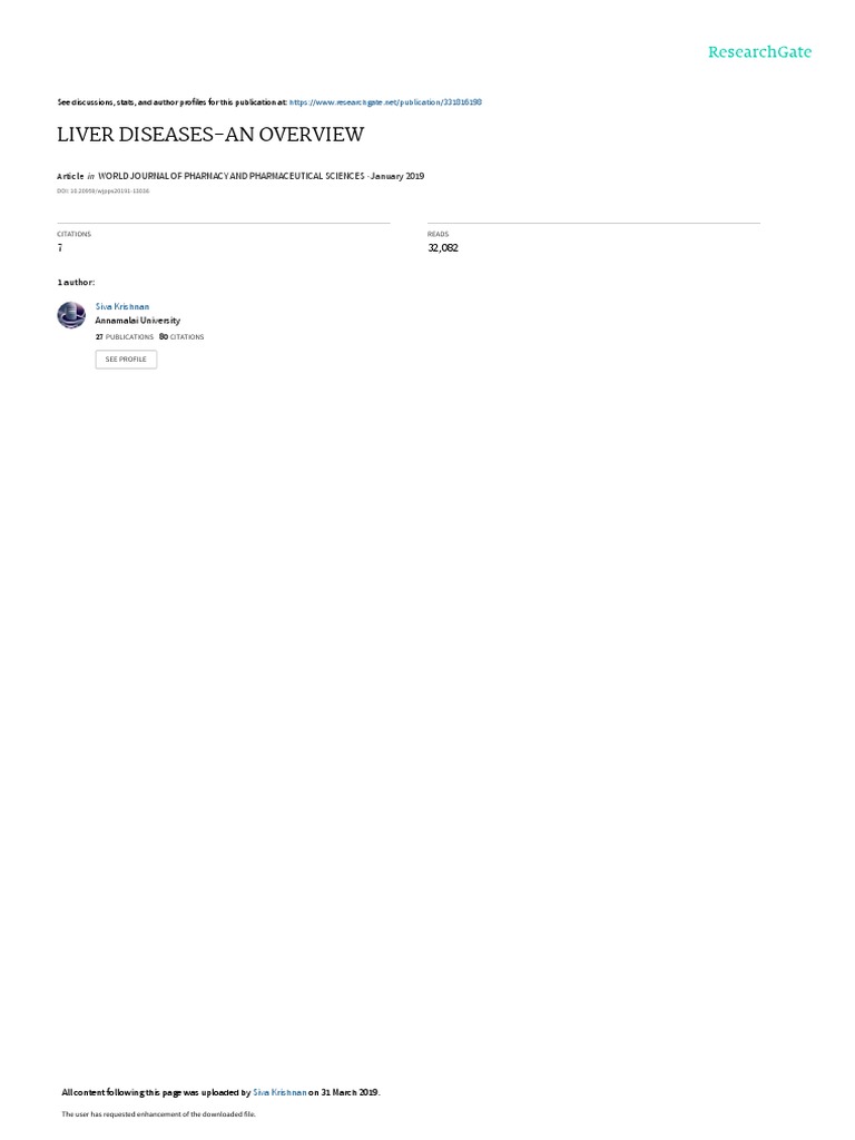 Article Wjpps 15465140481 | PDF | Liver | Cirrhosis