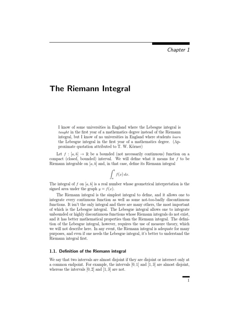 Riemann Integral | Download Free PDF | Lebesgue Integration | Integral