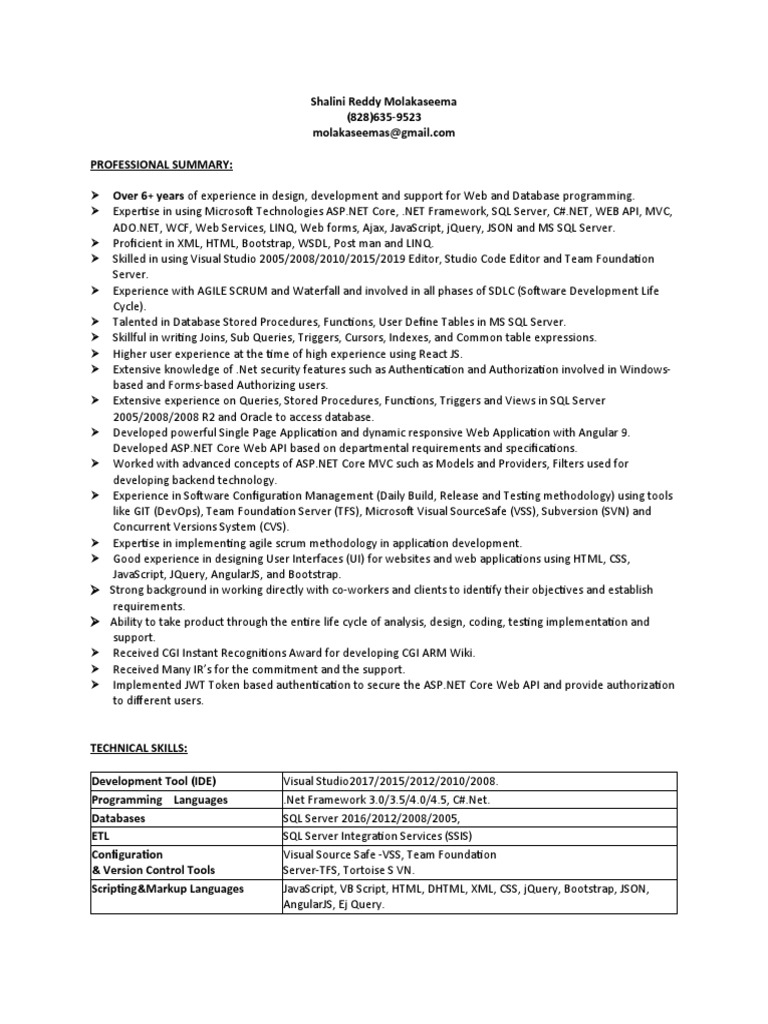 Shalini Reddy Molakaseema_resume | PDF | Microsoft Sql Server | World Wide Web