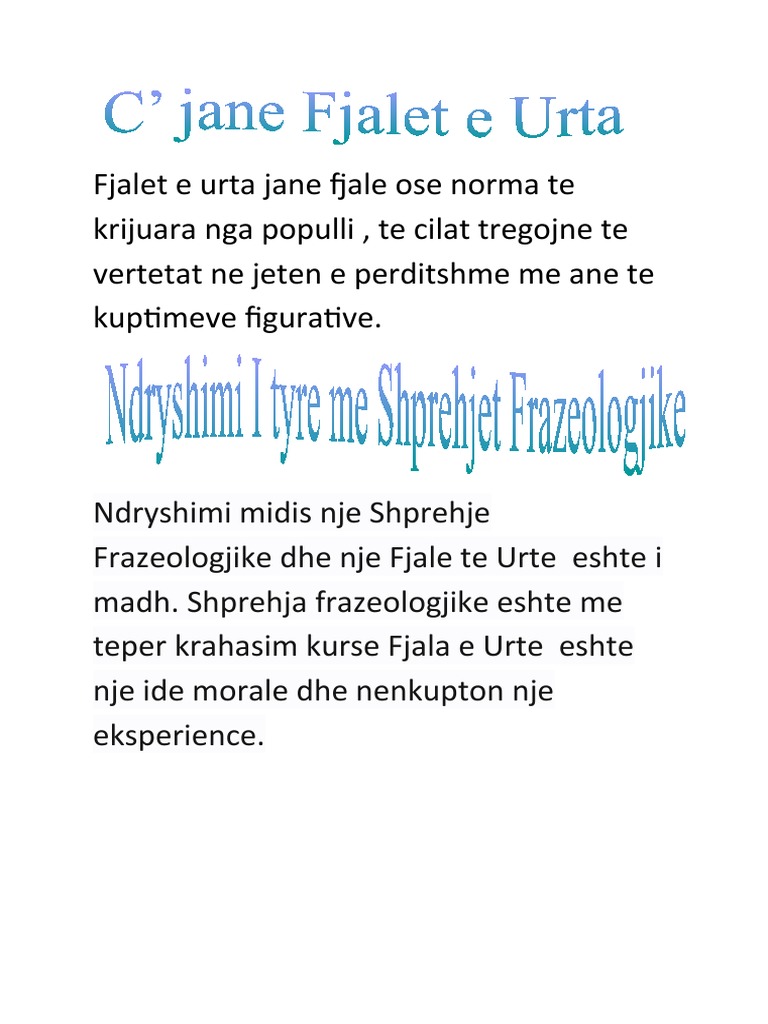 Projekti Fjale Te Urta | PDF