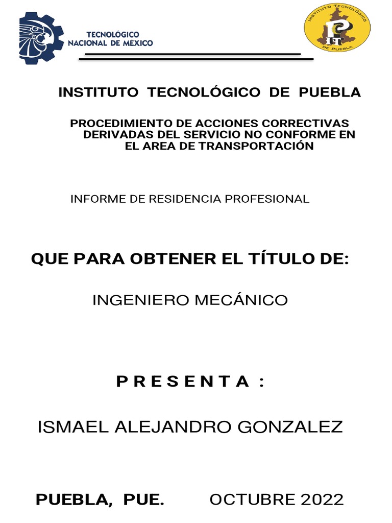 Portada - Reporte de Residencia - Titulacion | PDF Portada - Reporte de Residencia - Titulacion | PDF