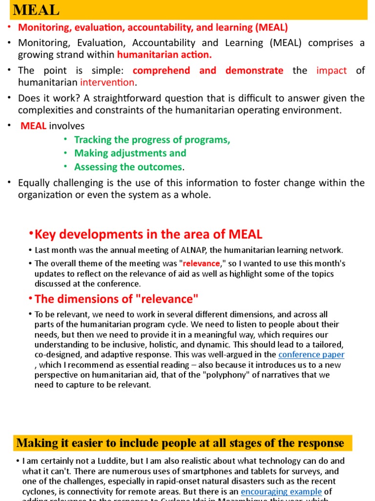 Meal | PDF | Humanitarian Aid | Evaluation
