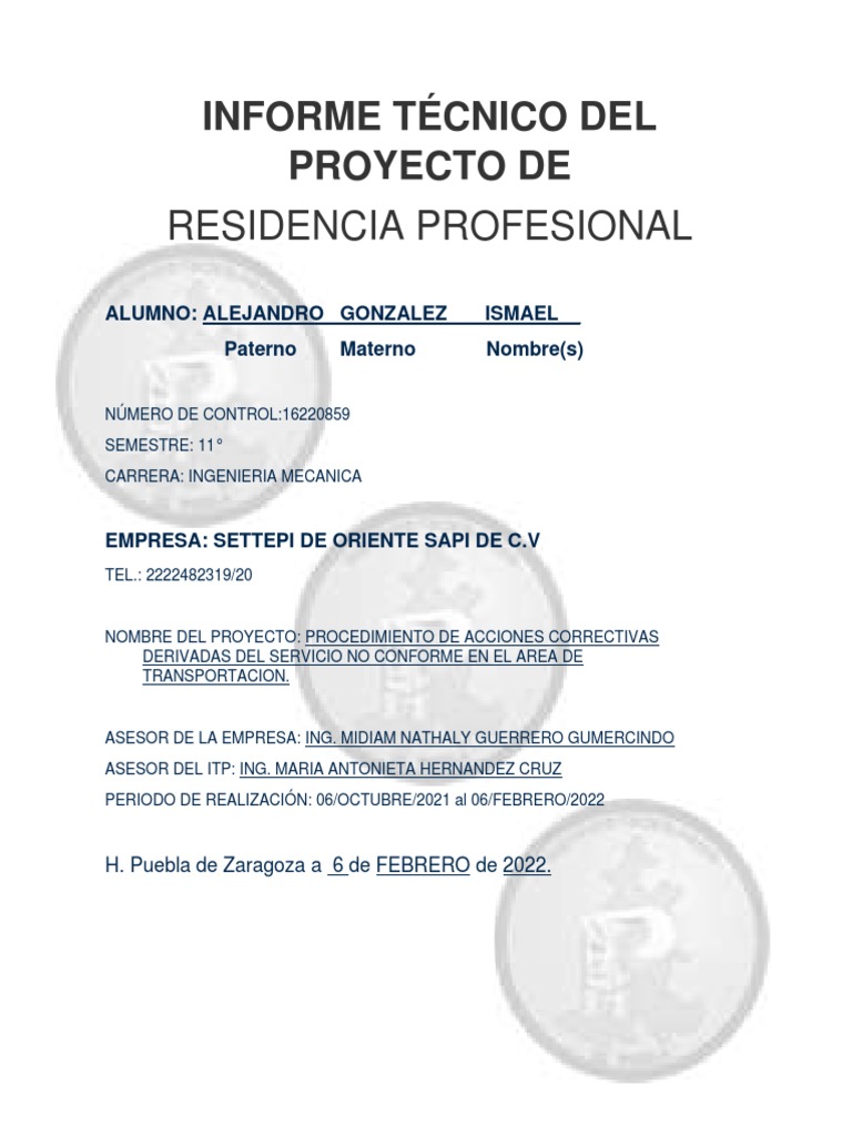 Reporte Tecnico de Residencia Profesional Iag | PDF | Calidad (comercial) | Sistema de manejo de ...