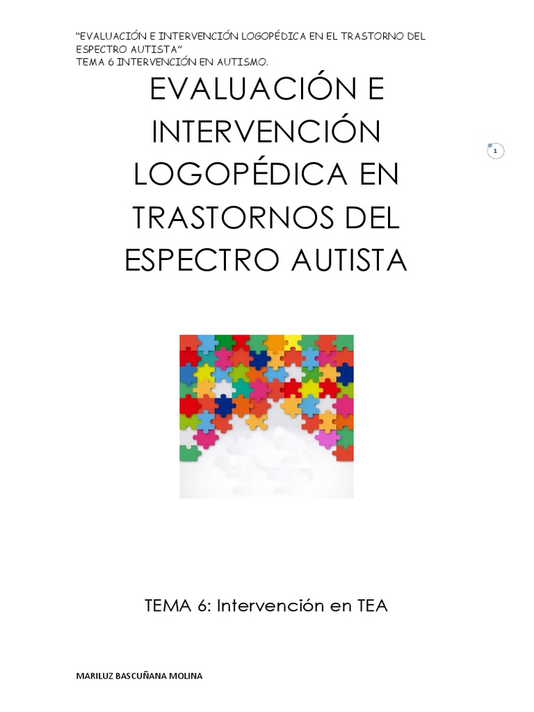 TEMA 6 Intervención en TEA | PDF | Espectro autista | Aprendizaje